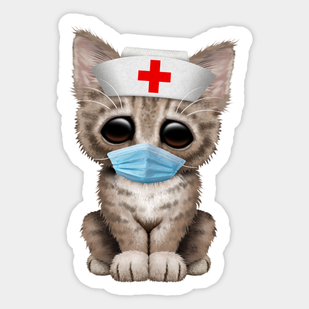Cute Kitten Nurse - Nurse - Sticker | TeePublic