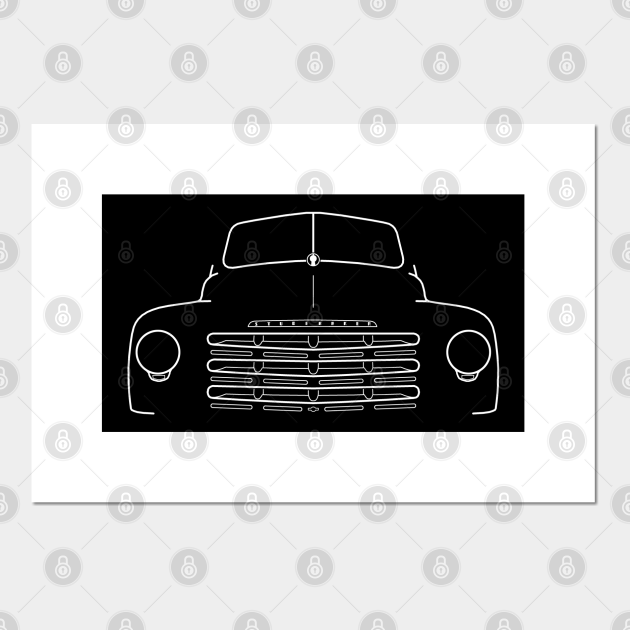 Studebaker 2R5 classic 1950s pickup truck white outline graphic ...