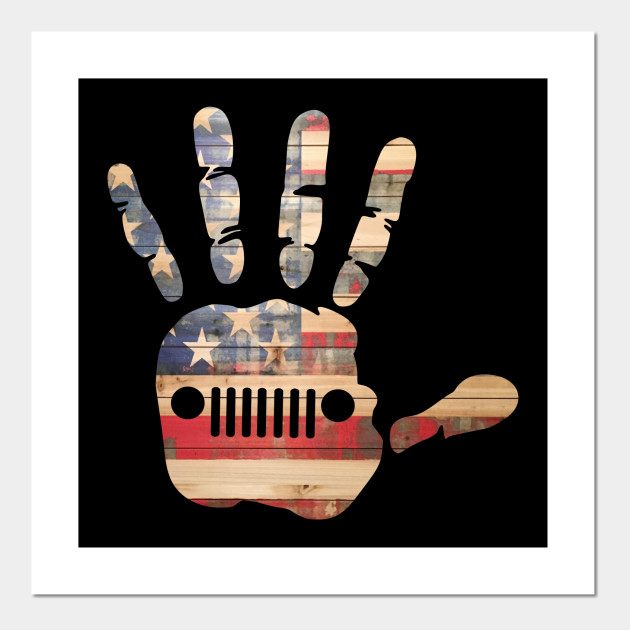 Jeep Hand Palm Print Funny USA Flag Vintage Design Old Cars for Jeep ...