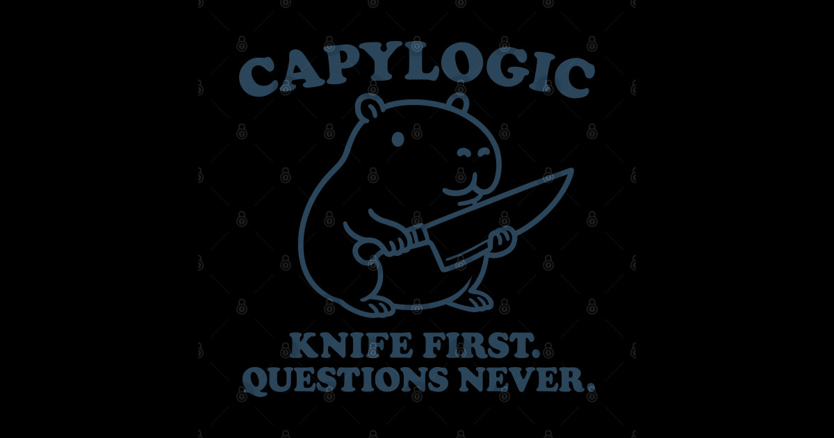 Capylogic Capybara with Knife – Funny Memecore Design - Funny - Sticker ...
