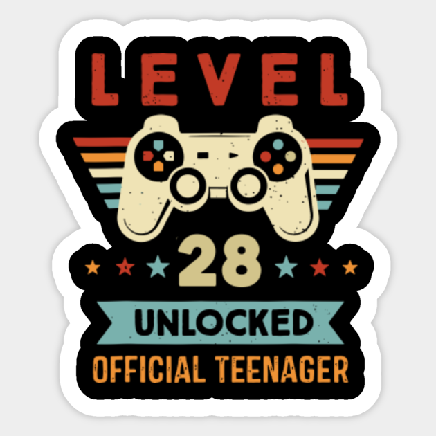 Level 28 Unlocked 28th Birthday Gamer - 28th Birthday - Sticker | TeePublic