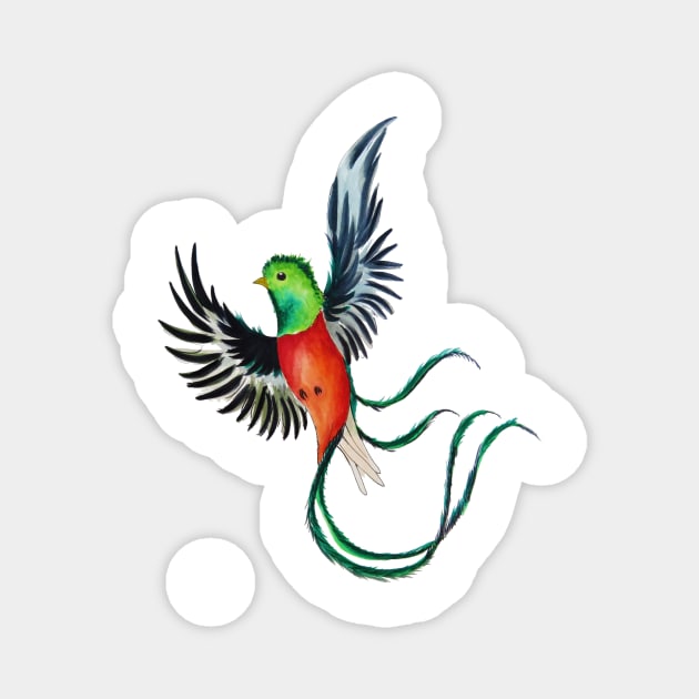 Flying Quetzal in Watercolor - Flying Quetzal - Magnet | TeePublic