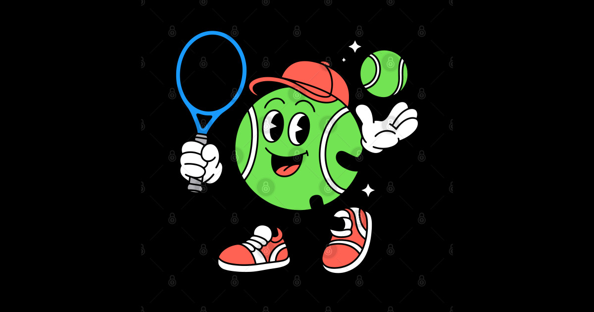 Cute Tennis Ball Character Playing Sport Fun Art - Cute Tennis Ball ...