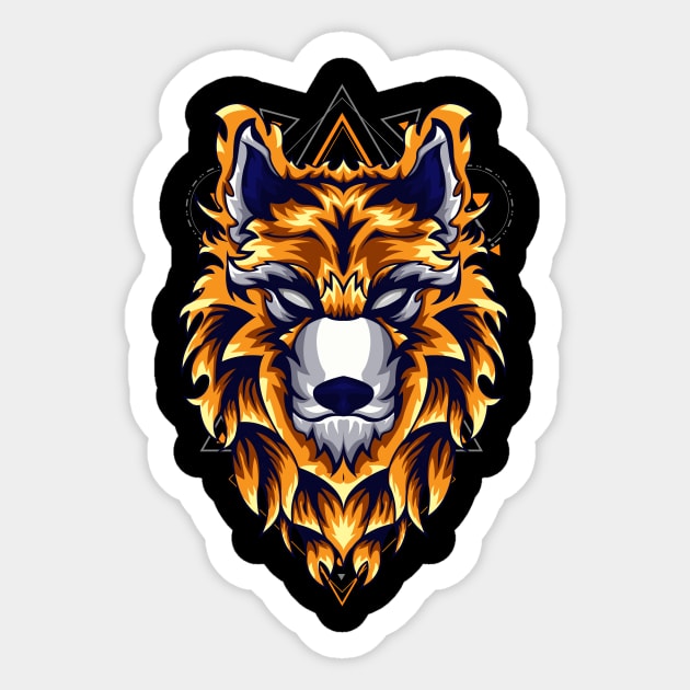 golden wolf rainbow - Golden Wolf Rainbow - Sticker | TeePublic