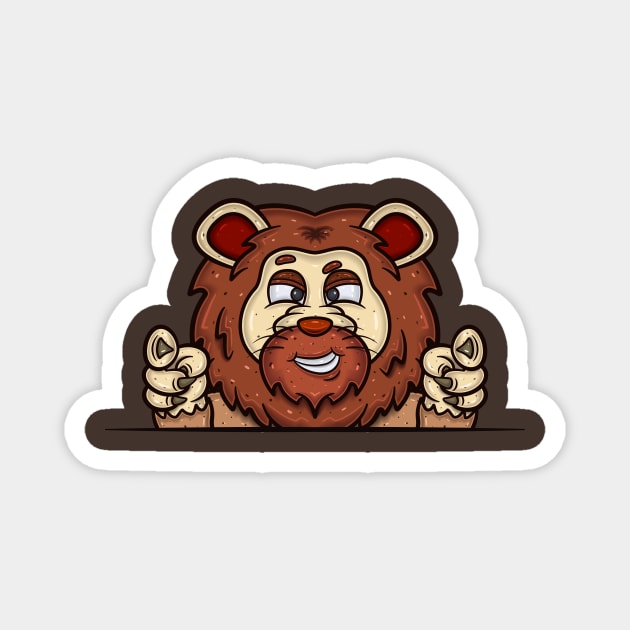 Lion Cartoon With Smug Face Expression - Lion - Magnet | TeePublic