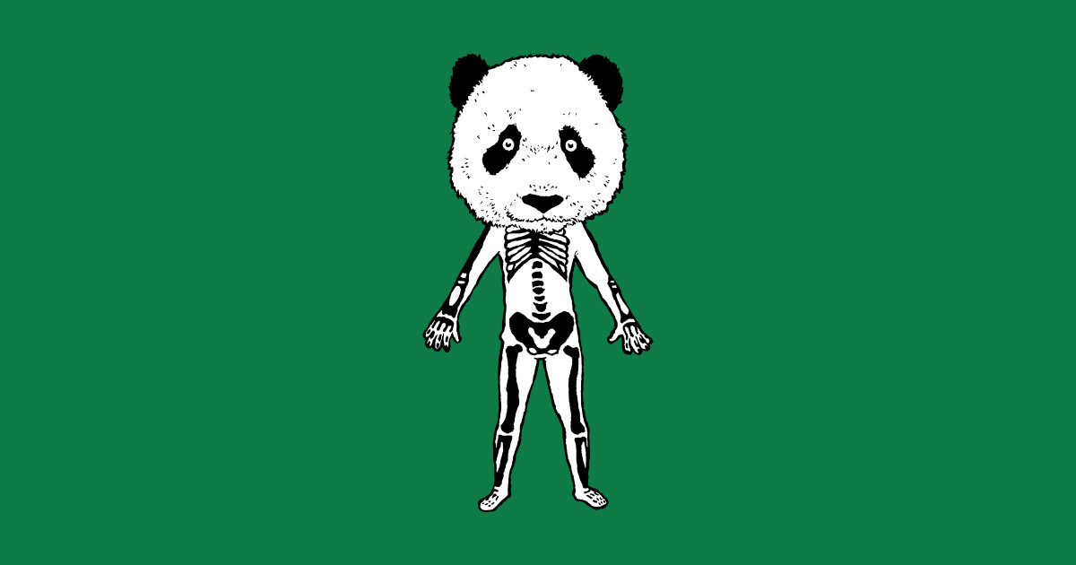 Panda's Skeleton Suit - Black And White - T-Shirt | TeePublic