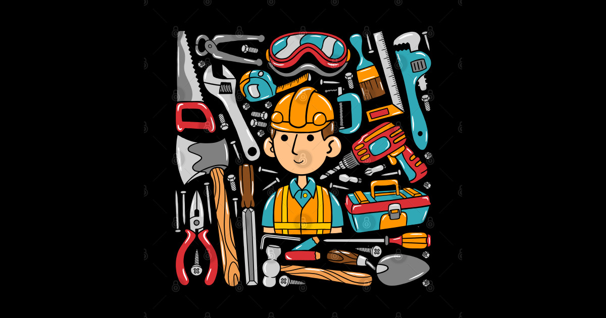Man Builder Kawaii Doodle - Man Builder - Sticker | TeePublic