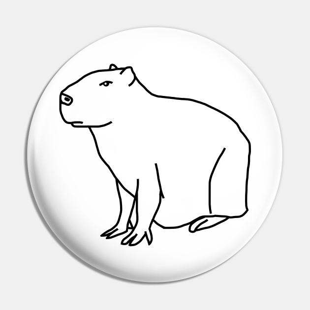 Capybara Minimal Line Drawing - Capybara - Pin | TeePublic