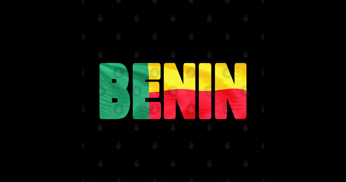 BENIN - Flag Flying in Wind cut to Letters Souvenir Sticker Shirt T ...