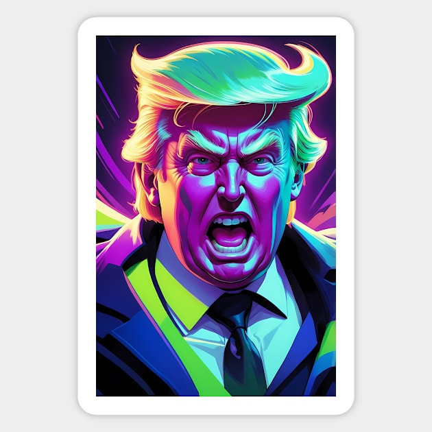 Vibrant Neon-Style Digital Illustration of Donald Trump - Donald Trump ...