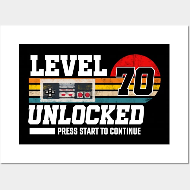 Level 70 Unlocked 70 Year Old Gamer 70th Birthday Gaming - Video Gamer ...