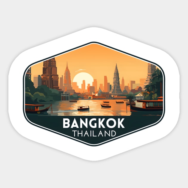 Bangkok Thailand Travel Art - Bangkok - Sticker | TeePublic