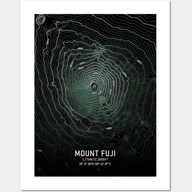 Mount Fuji Topographic Map - Fuji - Posters and Art Prints | TeePublic