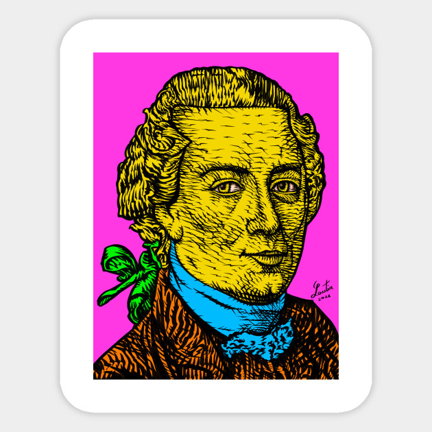 IMMANUEL KANT ink and acrylic portrait - Kant - Sticker | TeePublic