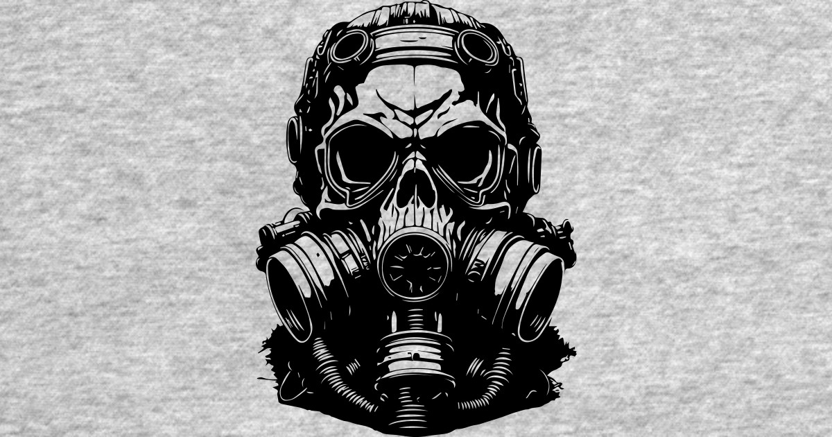 skull with a gasmask - Skull Gas Mask - T-Shirt | TeePublic