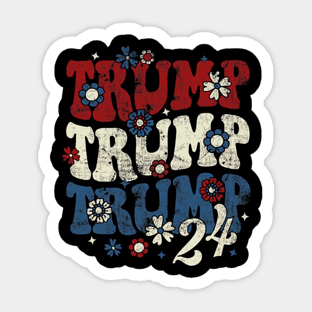 Vintage Groovy Flower Trump Trump Trump 2024 Gift For Men Women ...