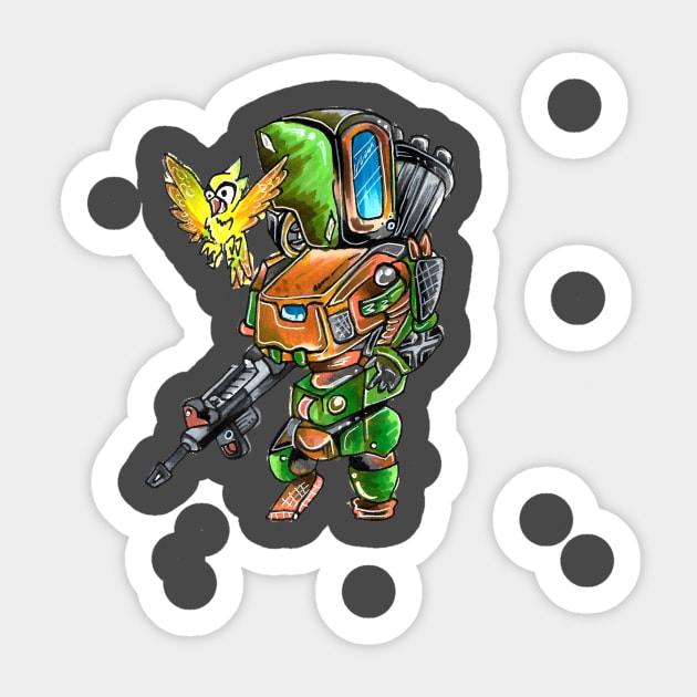 bastion overwatch chibi - Bastion - Sticker | TeePublic