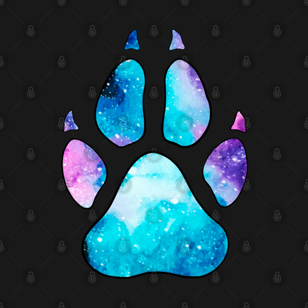 Watercolor Galaxy Wolf Paw Print - Wolf Paw - T-Shirt | TeePublic