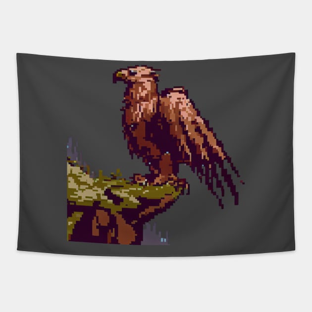 A griffin perched on a cliff pixel art - Griffin - Tapestry | TeePublic