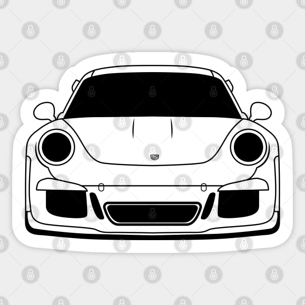 Porsche 911 GT3 RS Black Outline - Car - Sticker | TeePublic