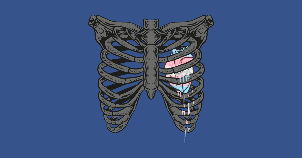 Transgender Rib Cage Heart LGBT Pride Flag - Transgender - T-Shirt ...