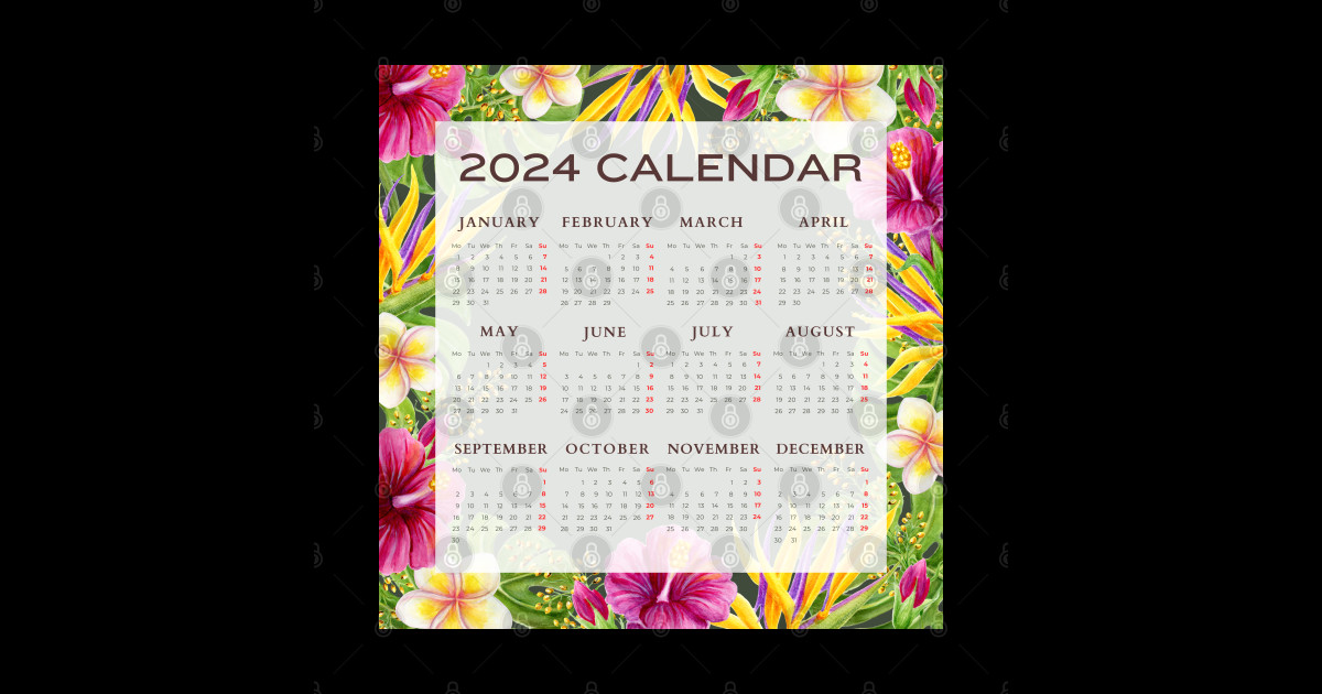 2024 tropical flower wall calendar - 2024 Calendar - Posters and Art ...