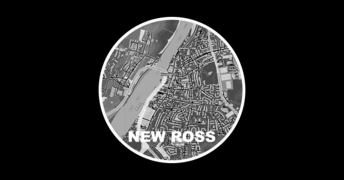 New Ross Map - Ireland - Sticker | TeePublic