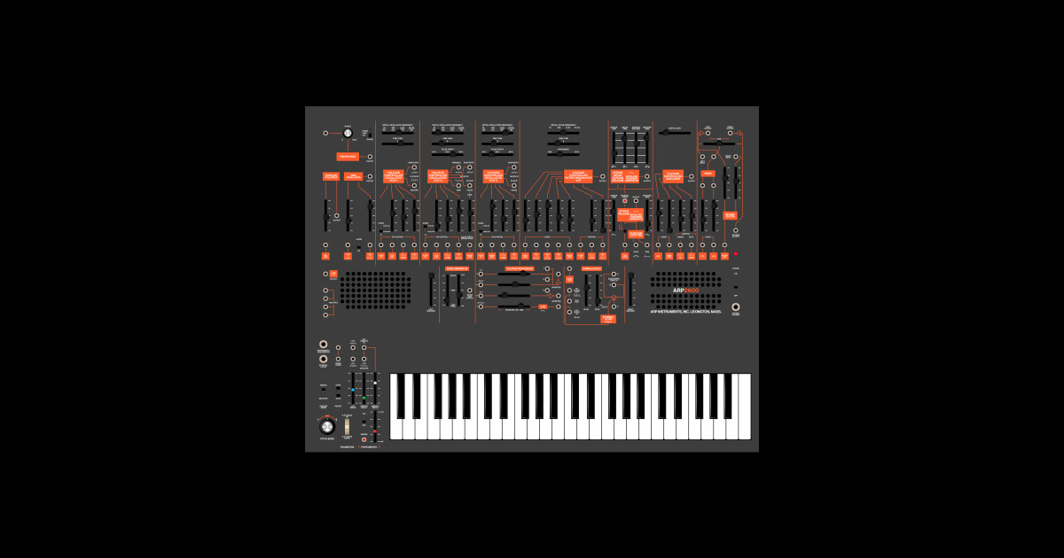 ARP 2600 - Orange/Grey - With Keyboard - Arp 2600 - Sticker | TeePublic