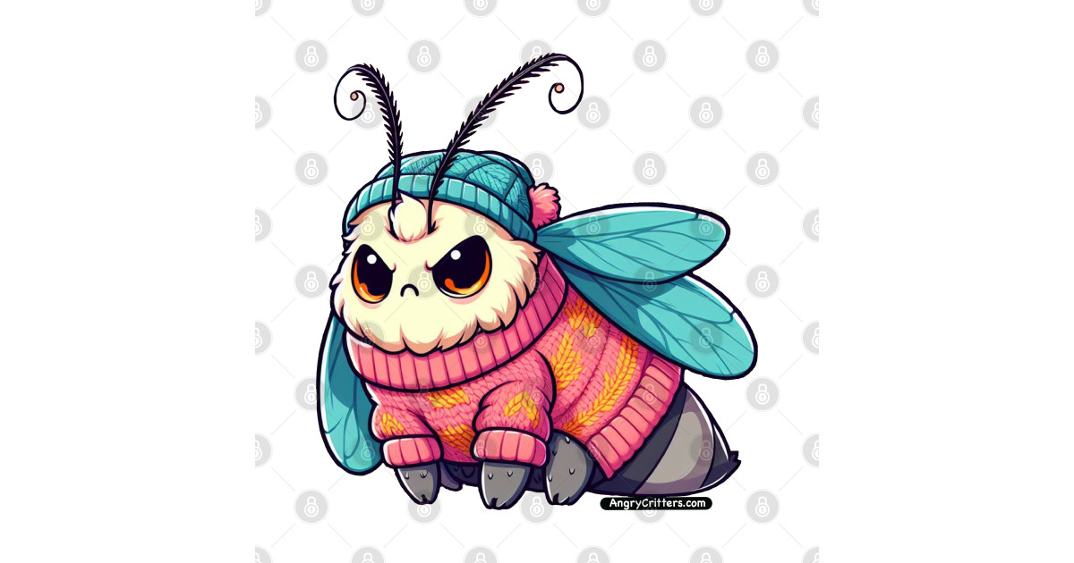 Angry Critters - Moth in a Sweater - Moth - T-Shirt | TeePublic