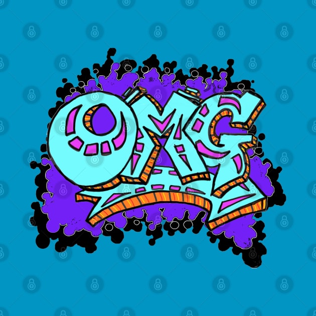 blue Graffiti OMG Art Sticker By LowEndGraphics - Graffiti - T-Shirt ...