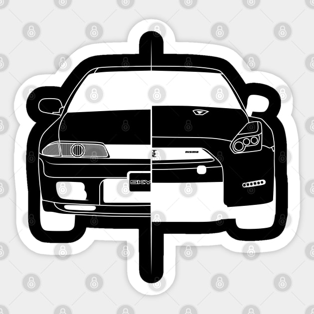 GTR White Outline - Car - Sticker | TeePublic