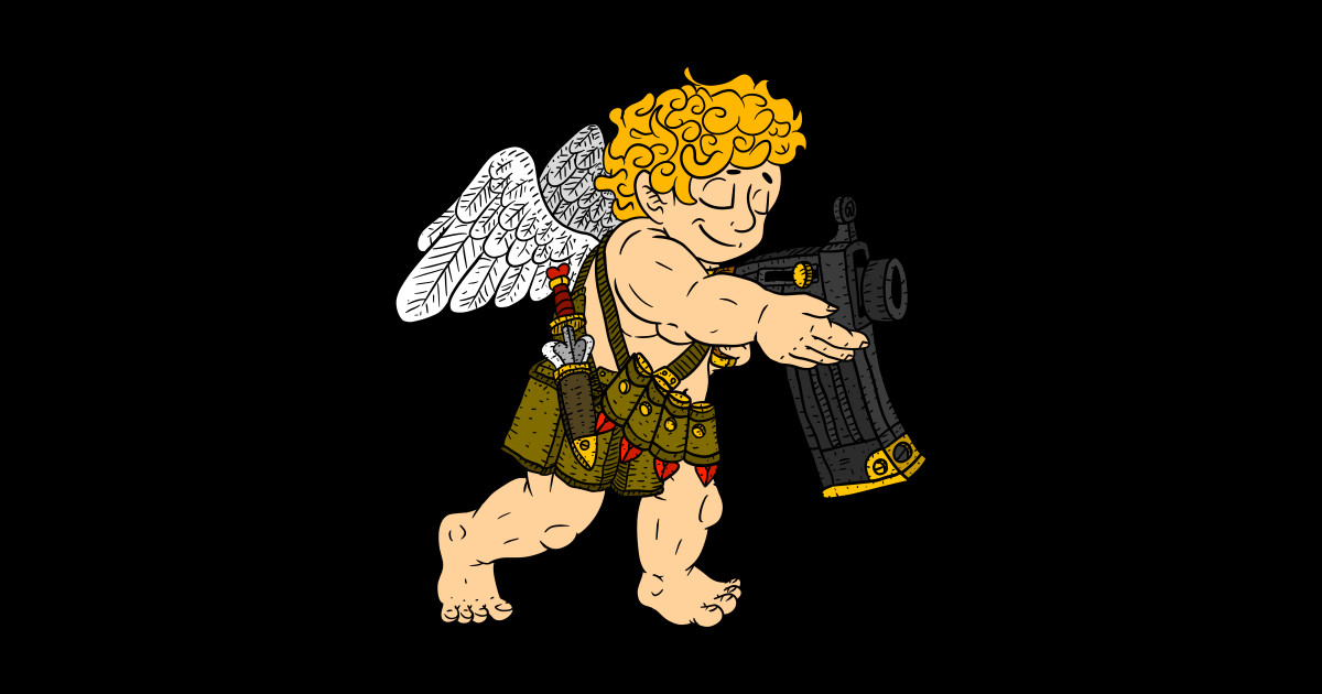 love cartoon, tactical cupid. funny illustration. - Romantic - Sticker ...