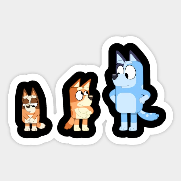 Bingo, Bluey and Chilli Color Swap - Bluey And Bingo - Sticker | TeePublic