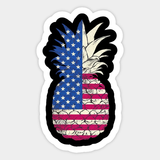 Pineapple United States Flag - Pineapple United States Flag - Sticker ...