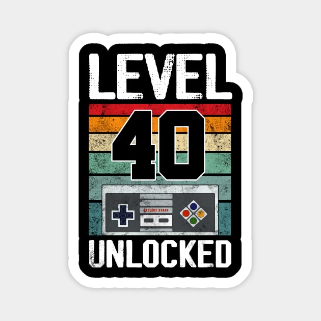 Level 40 Unlocked 40 Year Old Gamers 40th Birthday Gaming - Level ...