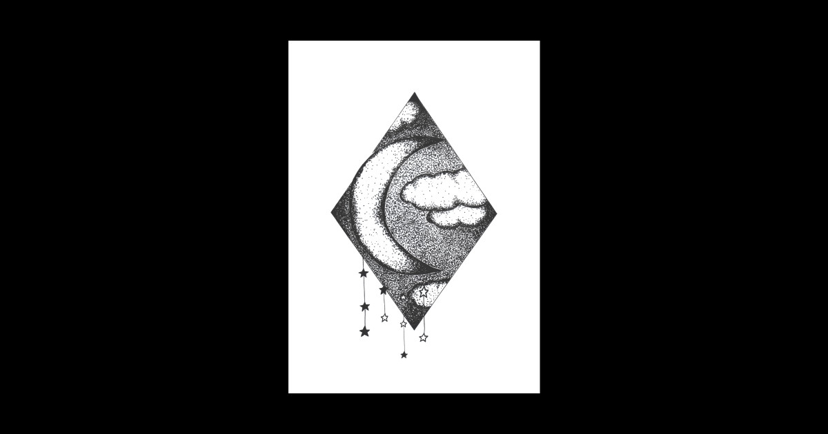 Dotwork moon - Dotwork Moon - Sticker | TeePublic