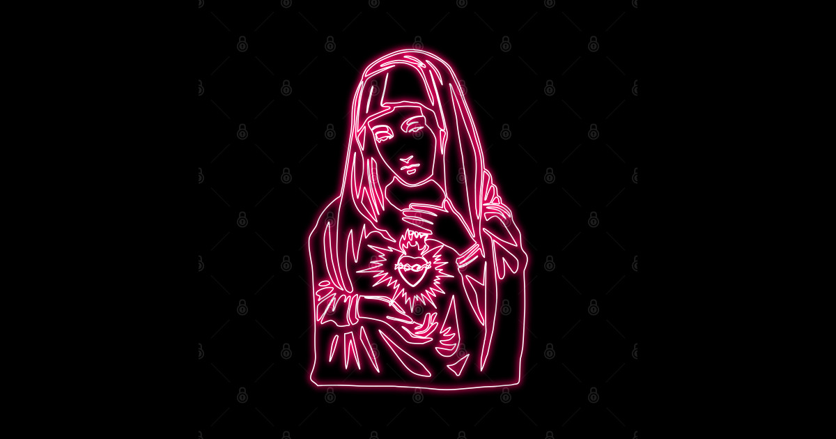 Pink Neon - Immaculate Heart of Mary - Virgin Mary - Sticker | TeePublic