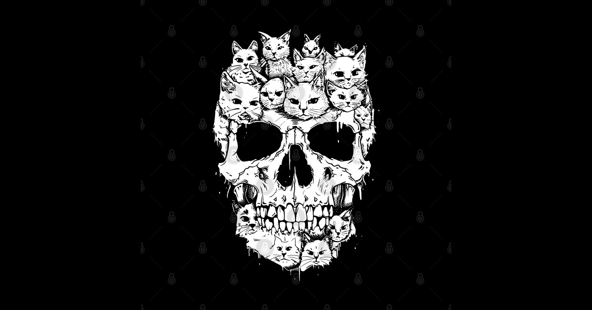 Cat Skull Gothic Cat Skull Halloween - Cat Skulls - Posters and Art ...