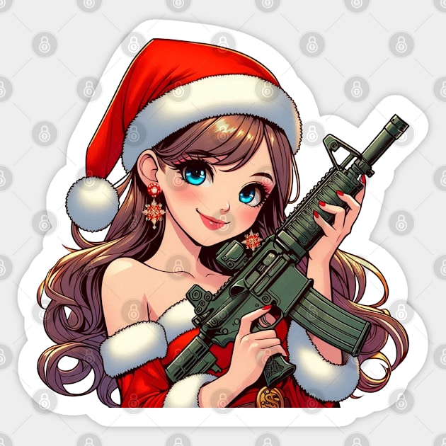 Santa Lina tacticute - Waifu - Sticker | TeePublic