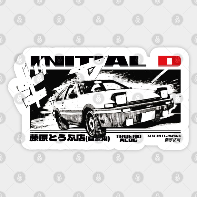 Initial D AE86 - Street Wear Design White - Initial D - Sticker | TeePublic