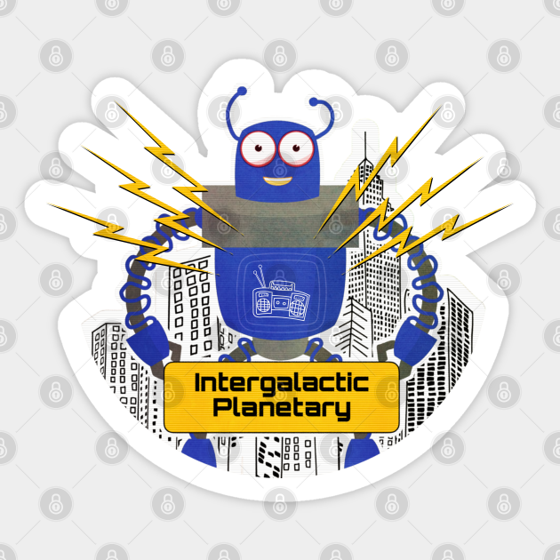 Intergalactic Planetary 90s Song Robot with Radio - Music - Sticker ...