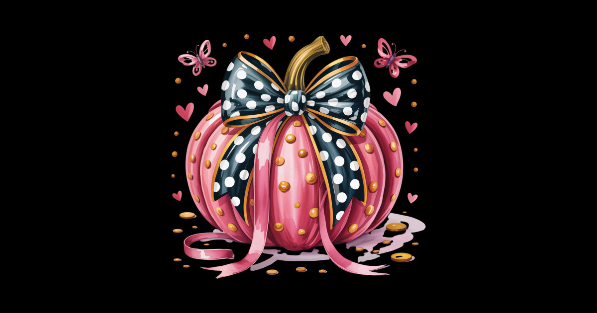 Preppy Pink Pumpkin Breast Cancer - Pink Pumpkin Coquette - Sticker ...