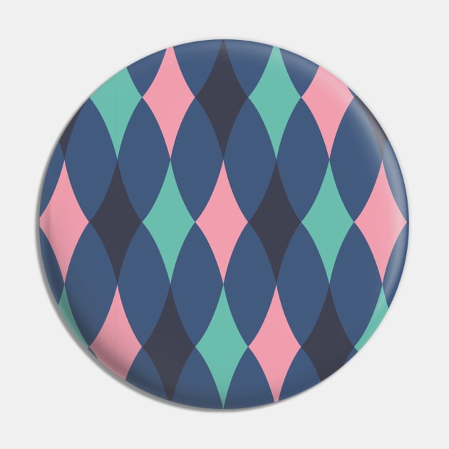 Harlequin Blue - Harlequin Pattern - Pin | TeePublic