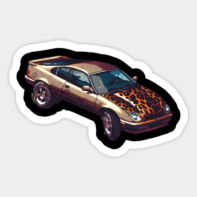 Retro Pixeled Car - Car - Sticker | TeePublic