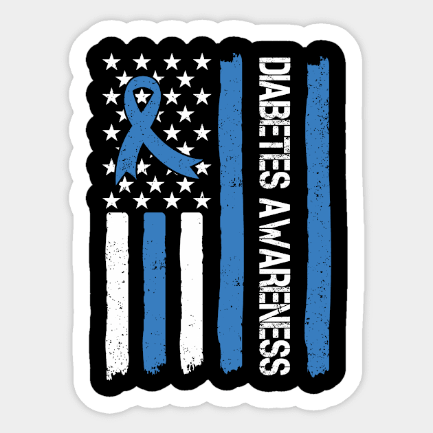 Diabetes Awareness Month American Flag Ribbon - Diabetes Awareness Gift ...