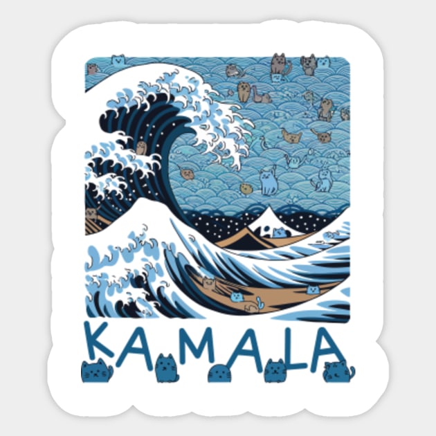 Blue-Cats-Wave-For-Kamala - Blue Cats Wave For Kamala - Sticker | TeePublic