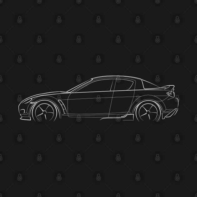 Mazda RX-8 - profile stencil, white - Mazda Rx8 - T-Shirt | TeePublic