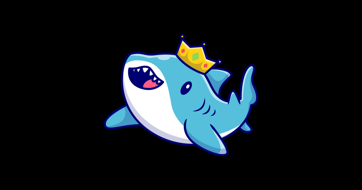 Cute King Shark Swimming With Crown Cartoon - Cute King Shark Swimming ...