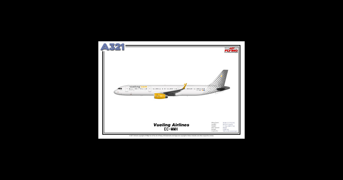 Airbus A321 - Vueling Airlines (Art Print) - A321 - Sticker | TeePublic