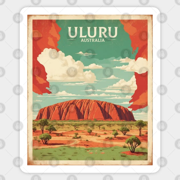 Uluru Australia Vintage Travel Poster Art - Australia - Sticker | TeePublic